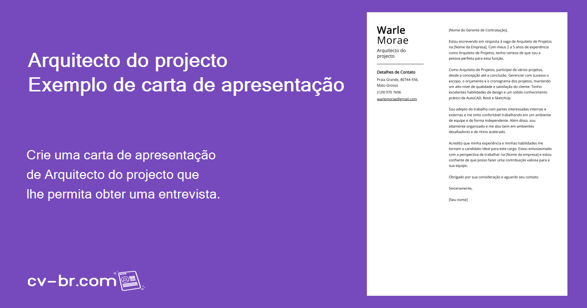 Arquitecto do projecto Exemplos de carta de apresentação (modelo e mais ...