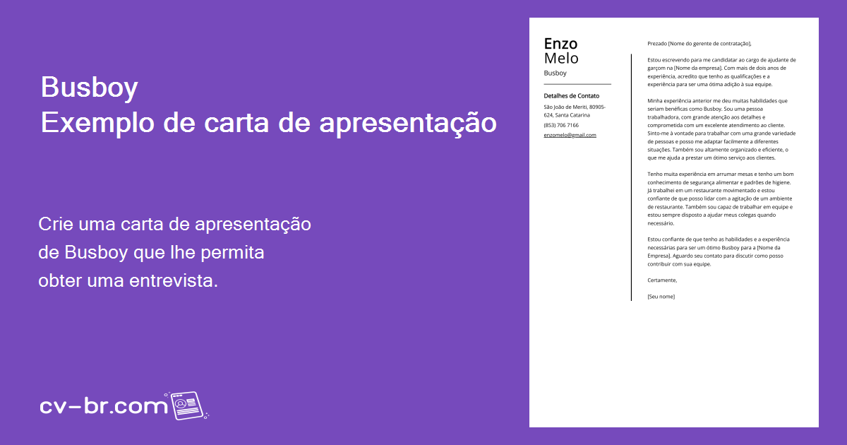 Busboy Exemplo de carta de apresentação para 2024