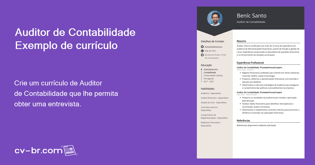 Exemplo de currículo de auditor de contabilidade (guia gratuito)