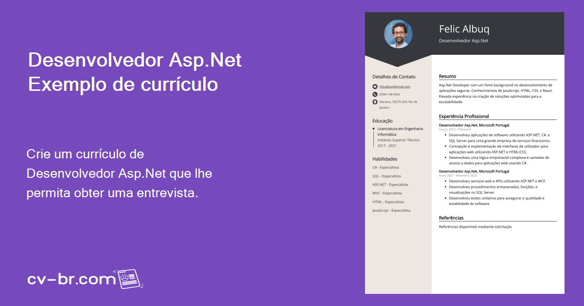 Exemplo de currículo de programador Asp.Net (guia gratuito)