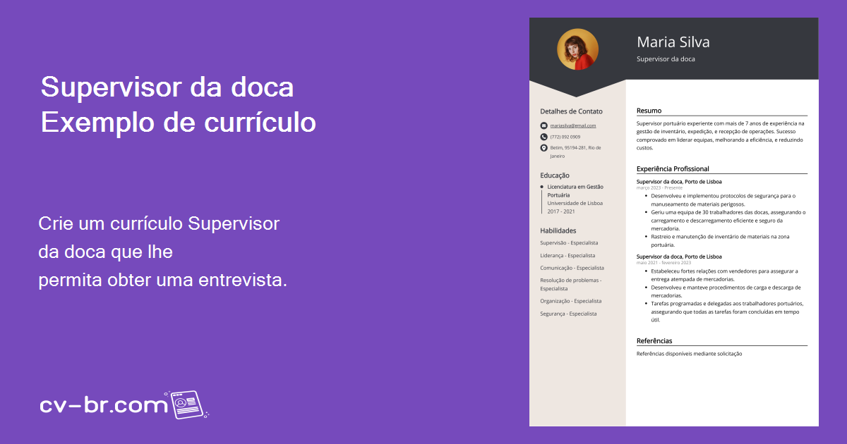 Supervisor da doca Exemplo de currículo para 2024