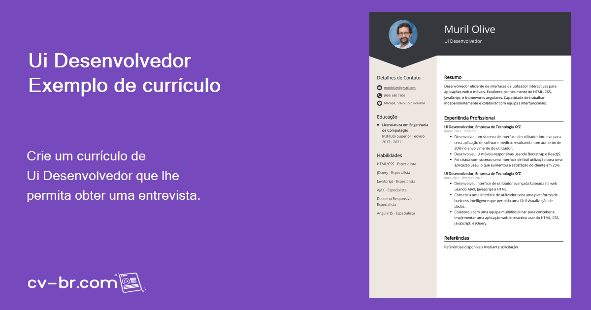 Exemplo de currículo de programador de UI (guia gratuito)