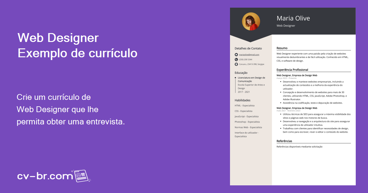 Exemplo de currículo de web designer (guia gratuito)
